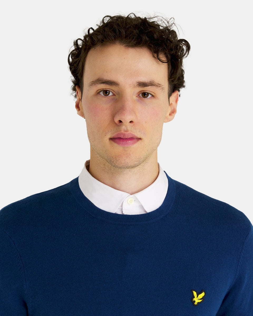 Lyle & Scott Cotton Merino Crew Jumper in Apres Navy – Inocencia